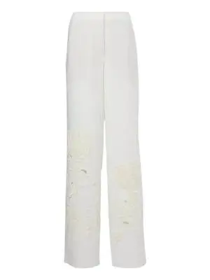 Dorothee Schumacher Embroidered Wide-leg Linen Pants - White