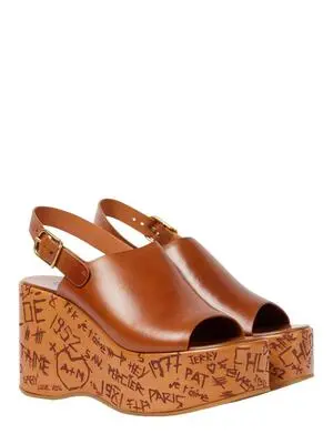Chloé Maxime Leather Wedges - Brown