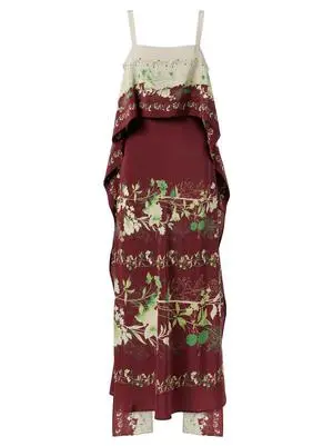 La DoubleJ Floral Silk Crêpe De Chine Midi Dress - Multicoloured