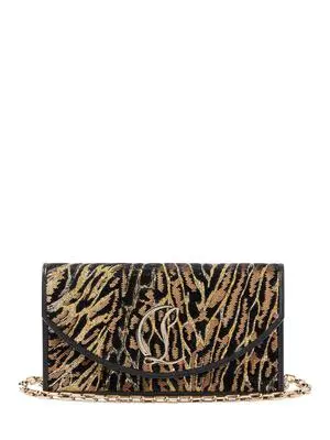 CHRISTIAN LOUBOUTIN Loubi54 Leopard-print Crêpe Satin Clutch - Black