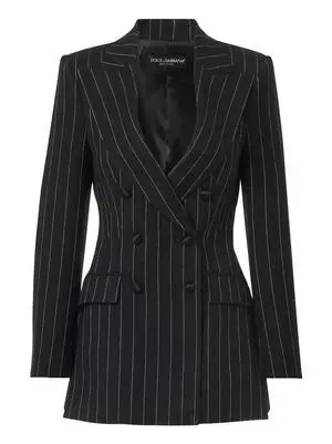 Dolce & Gabbana Striped Wool Blazer - Black