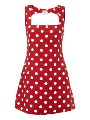 Posse Alice Polka-dot Linen Minidress - Red