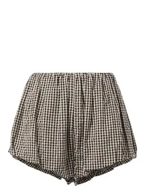 Posse Aurelia Gingham Cotton Shorts - Black
