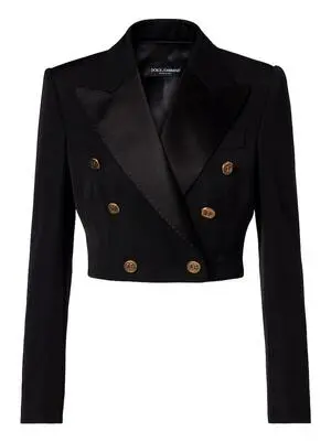 Dolce & Gabbana Cropped Wool-blend Jacket - Black
