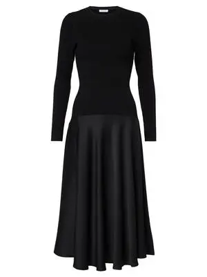 Veronica Beard Vaughn Satin-trimmed Midi Dress - Black