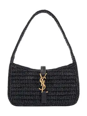 Saint Laurent Le 5 À 7 Mini Raffia Shoulder Bag - Black