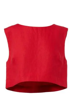 Posse Martina Linen Crop Top - Red