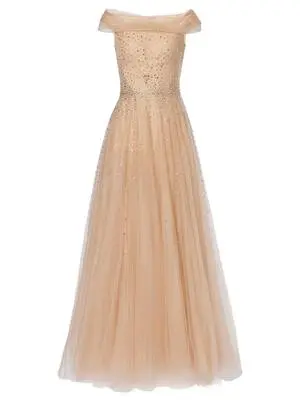 Jenny Packham Jenny Packham Shayla Embellished Tulle Gown Neutrals