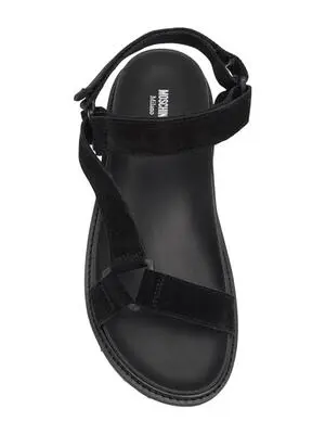 Moschino Leather And Suede Sandals - Black