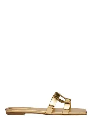Simkhai SIMKHAI Monogram Flat Slide Sandals Gold
