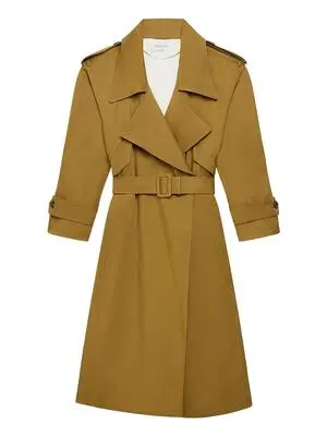 Another Tomorrow Another Tomorrow Belted Long Trench Coat Thyme