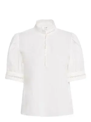 FRAME The Ruffle Collar Cotton Top - White