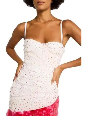 DES_PHEMMES Sleeveless Ruched Mini Dress - White Lipstick