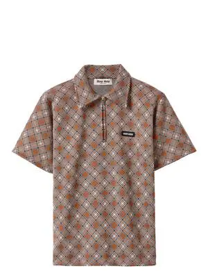 Miu Miu Silk Knit Polo Shirt - Tobacco