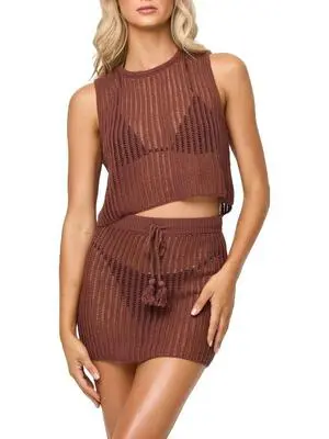 L*Space Sander Open Stitch Cover-up Tank - Cafe