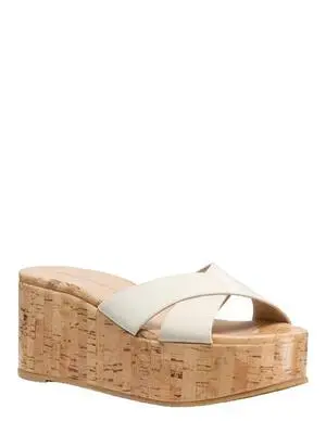 STUART WEITZMAN Dayna Platform Wedge Sandal - Cream.