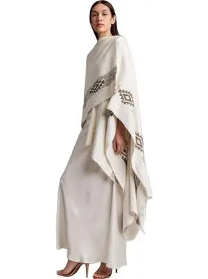Voz Long Estrella Duster In Textured Cotton - Ivory/mink