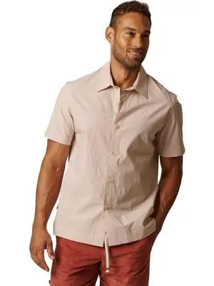 LEISURE LAB Short Sleeve Cotton Button Up - Coral