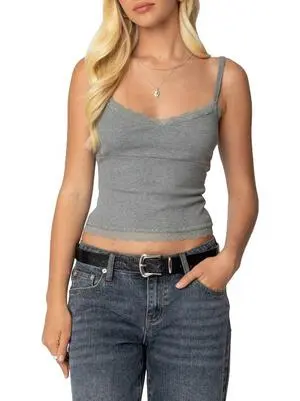 EDIKTED Mireille Lace Trim Camisole - Gray