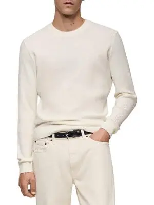 Mango Ribbed Crewneck Sweater - Off White