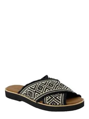 Toms Mae Crisscross Slide Sandal Black/ Ivory