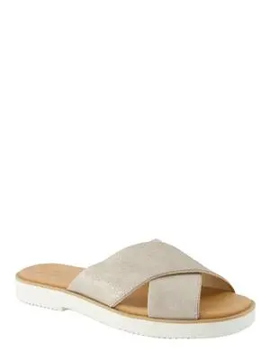 Toms Mae Crisscross Slide Sandal Silver