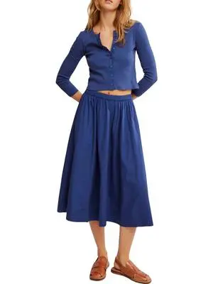 Free People Cardigan And A-line Skirt Set - Navy Peony