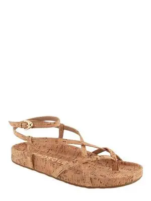Aerosoles Leera Ankle Strap Flat Sandal Natural Cork