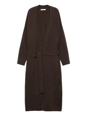 Mango MANGO Longline Tie Belt Cardigan Chocolate