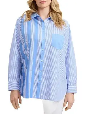 Foxcroft Mix Stripe Button-up Shirt - Blue Multi
