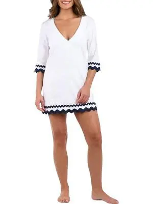 La Blanca Scallop Trim Linen-blend Tunic - White