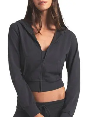 SKIMS Cotton Jersey Zip-up Hoodie - Soot