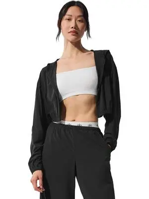 Alo Yoga Cropped Full-zip Hoodie - Black