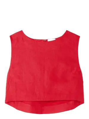 Posse Martina Cropped Linen Top - Red