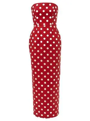 Posse Romeo Polka-dot Linen Maxi Dress - Red
