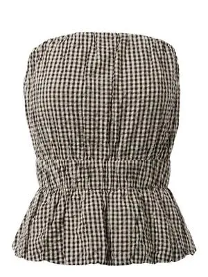 Posse Aurelia Gingham Cotton Top - Black
