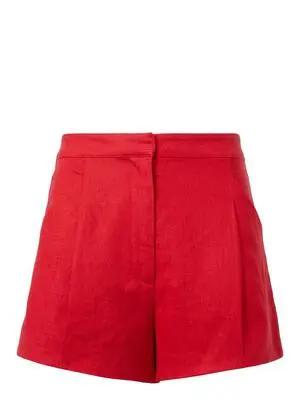 Posse Rosalie High-rise Linen Shorts - Red