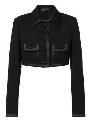 Dolce & Gabbana Cropped Wool And Silk-blend Jacket - Black