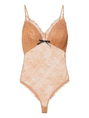 SELF-PORTRAIT Embroidered Lace Bodysuit - Orange