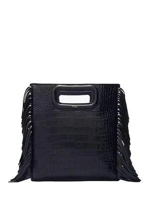 Maje Fringed Mock-croc Leather Cross-body Bag - Noir / Gris