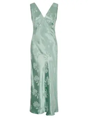 OMNES Floral Jacquard Woven Maxi Dress - Green