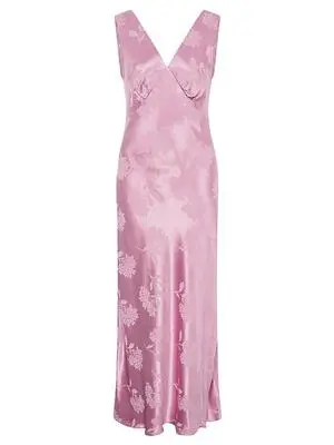 OMNES Floral Jacquard Woven Maxi Dress - Pink