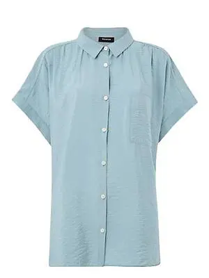 Whistles Nicola Button-through Short-sleeve Woven Shirt - Pale Blue