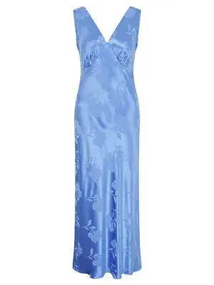 OMNES Iris Floral Jacquard Woven Maxi Dress - Blue