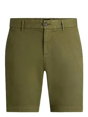 BOSS Straight-leg Slim-fit Stretch-cotton Shorts - Medium Green
