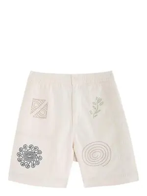 WAX LONDON Doodle Embroidered Cotton-blend Shorts - Ecru