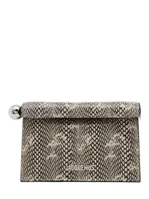 Jacquemus Jacquemus La Petite Pochette Rond Python-effect Leather Clutch Beige