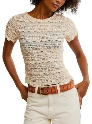Free People Angelina Lace Tee Tea