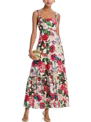Aqua Floral Maxi Dress - Red Multi