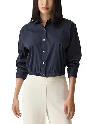 Theory Good Cotton Cropped Shirt - Black